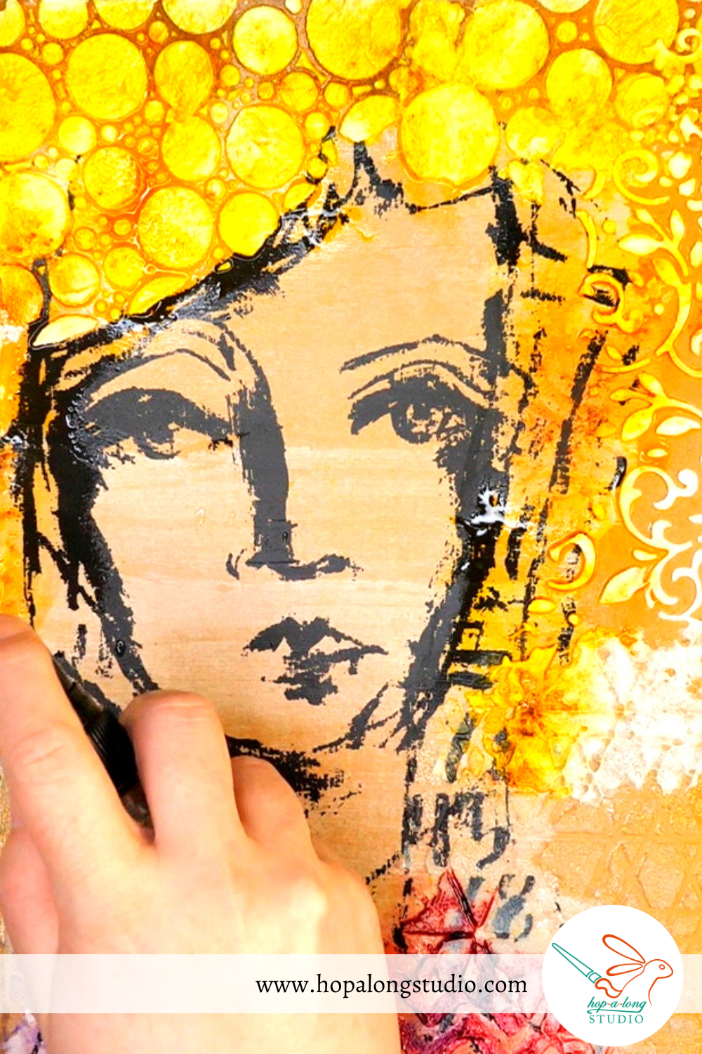 Mixed Media Textures Using Brushos - Hop-A-Long Studio