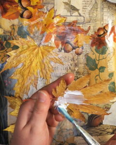How to Collage with Dried Leaves in Your Journal - Hop-A-Long Studio