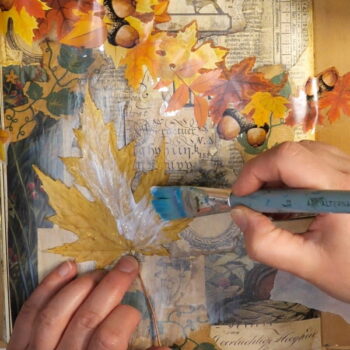How to Collage with Dried Leaves in Your Journal - Hop-A-Long Studio