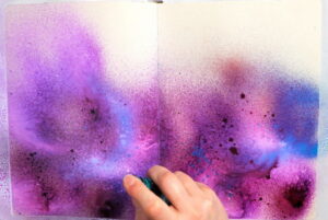 Easy Art Journal Backgrounds with Spray Paints and Inks - Hop-A-Long Studio