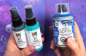 Easy Art Journal Backgrounds with Spray Paints and Inks - Hop-A-Long Studio